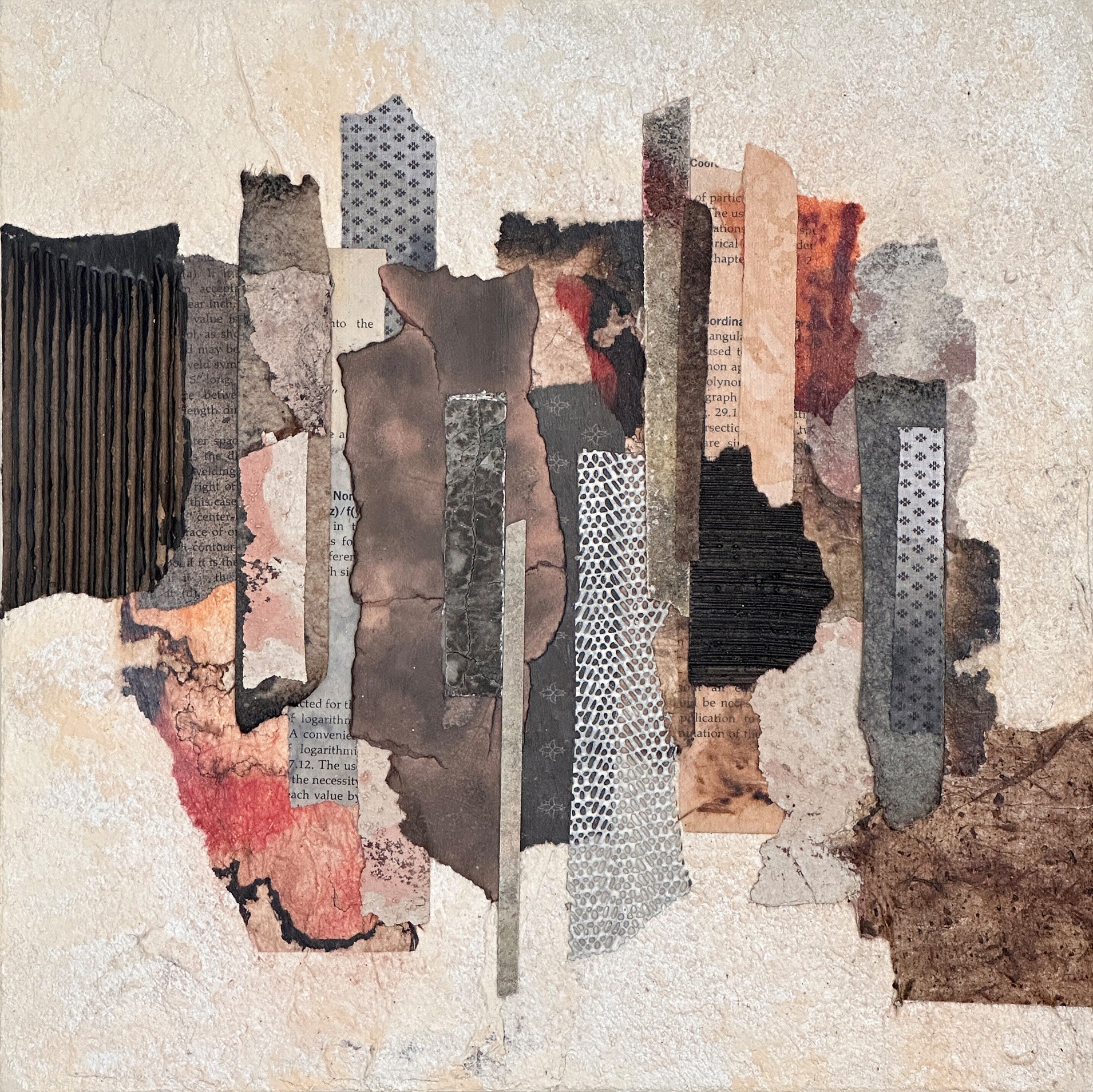 Fragments of Living Abstract Collage Painting With Dark Warm Neutrals ...