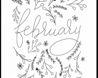 February Cover Page, Digital Bullet Journal Download, Procreate ...