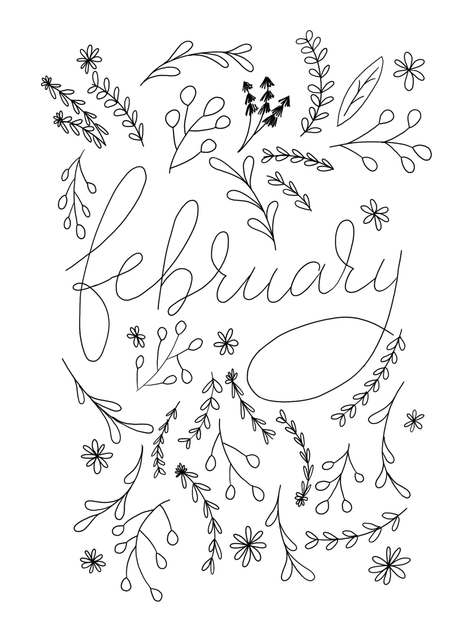 February Cover Page, Digital Bullet Journal Download, Procreate ...