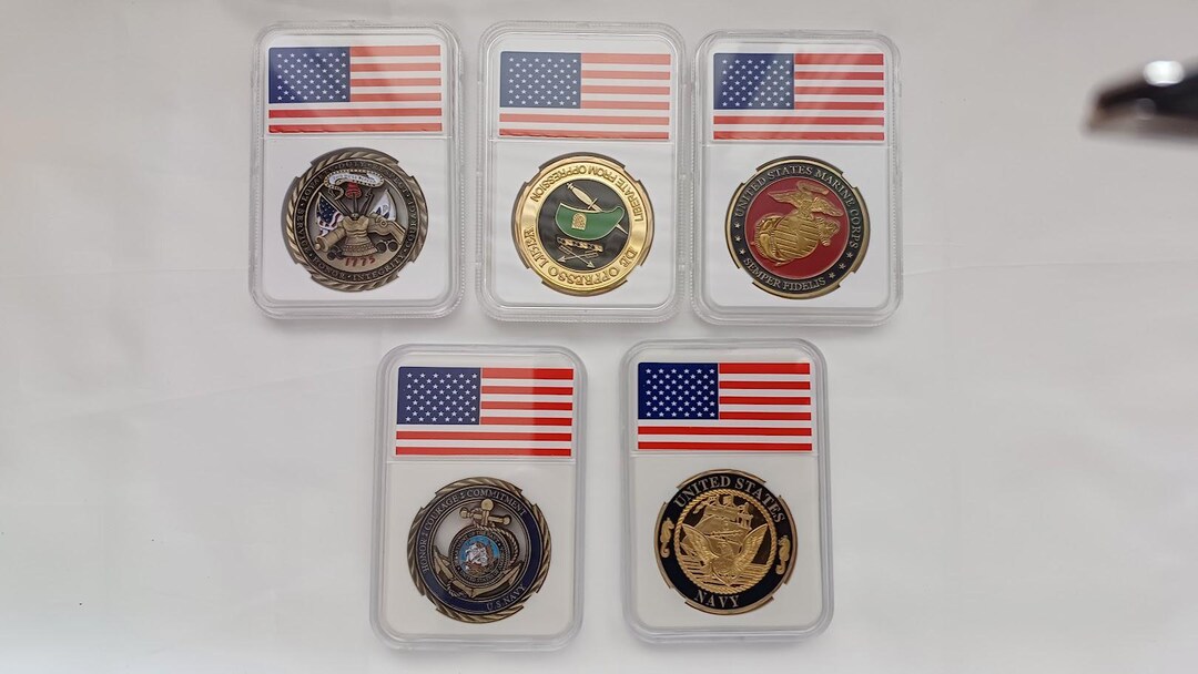 US Military Commemorative Coin Set - 5 Coins With Display Case - Etsy