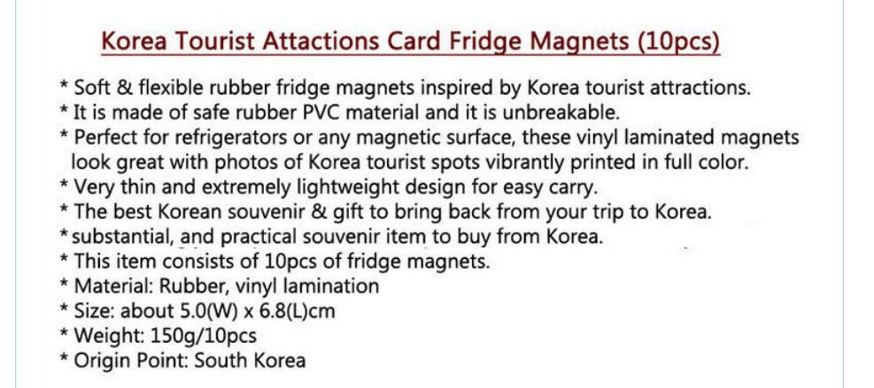 Set of 10 Famous Korea Tourist Destination Cards Fridge Magnets - Etsy