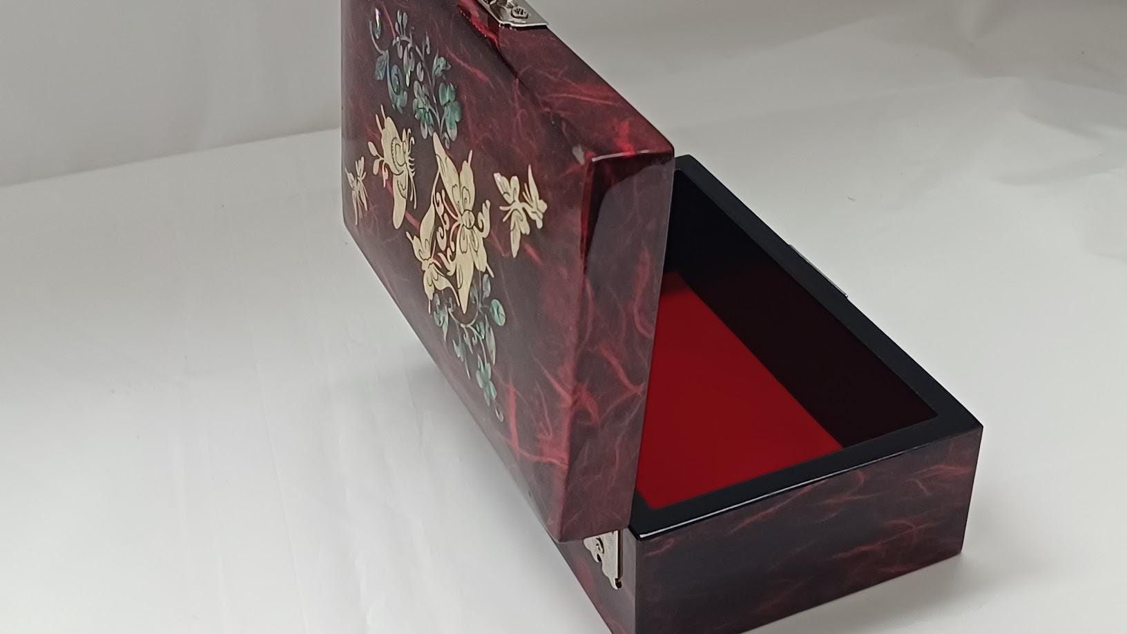 Korean Traditional Lacquer Mother of Pearl Flower and Butterfly Design ...