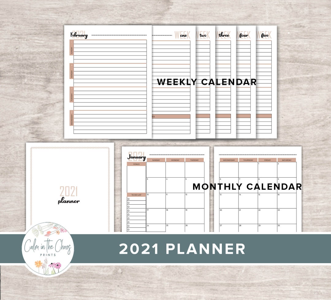 2021 Planner - Daily Weekly Monthly Planner Printable - Sophisticated ...