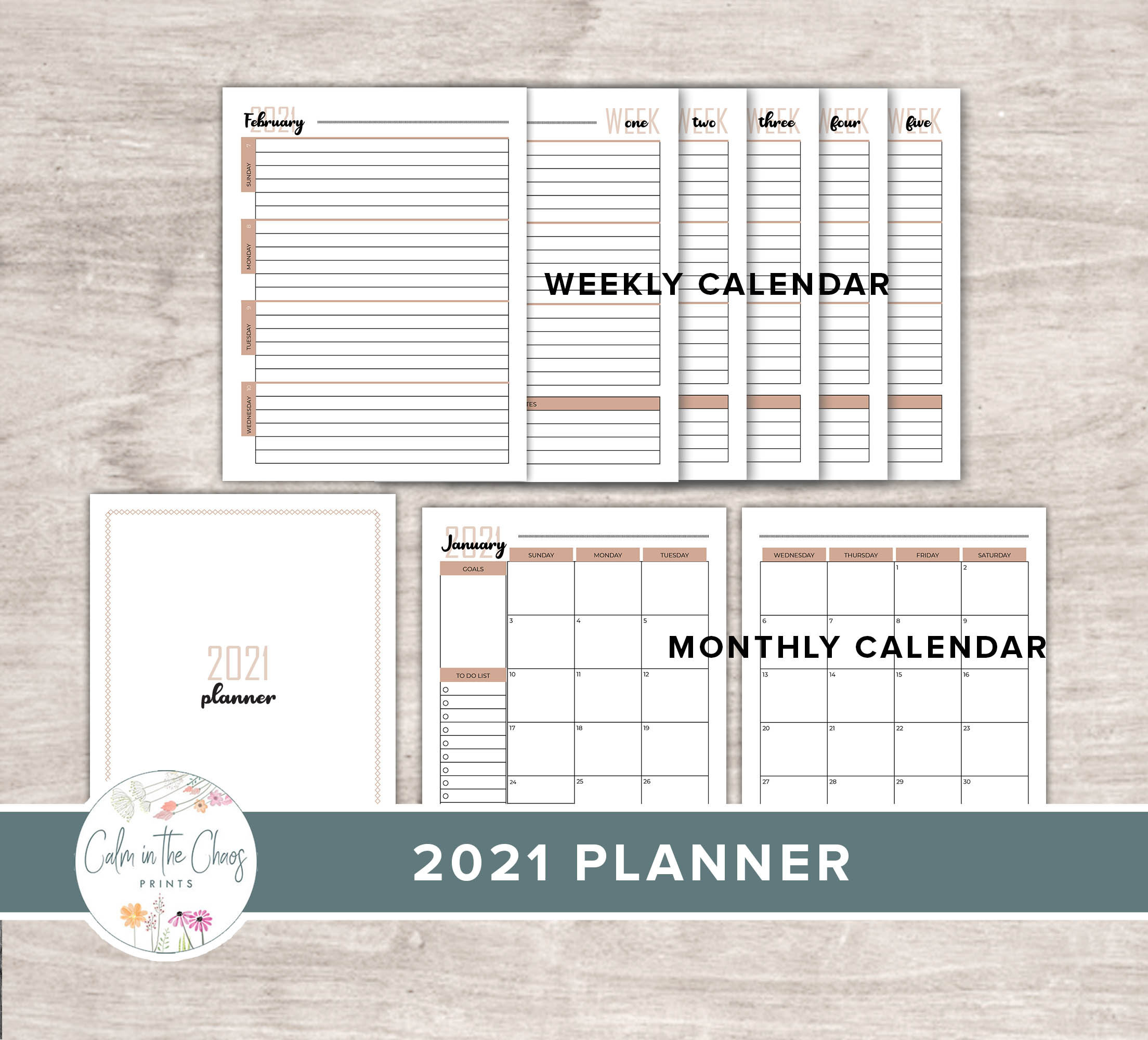 2021 Planner Daily Weekly Monthly Planner Printable - Etsy