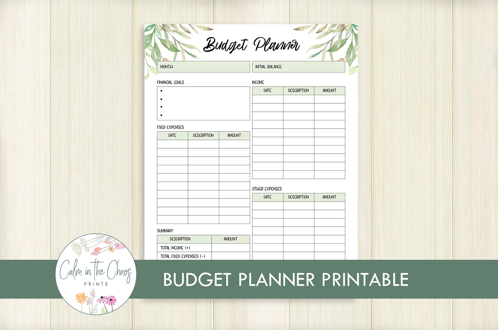 Budget Planner Printable - Simple Monthly Budget Worksheet - Set ...
