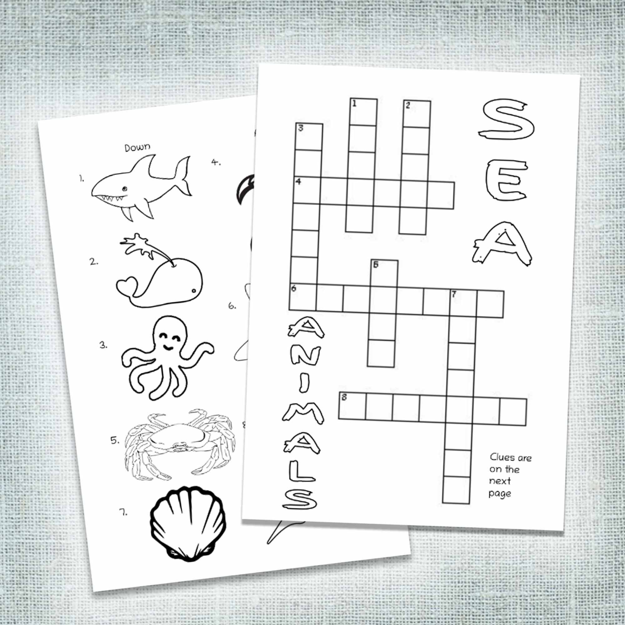 Kids Activity Book for Elementary School Children Printable Crossword ...
