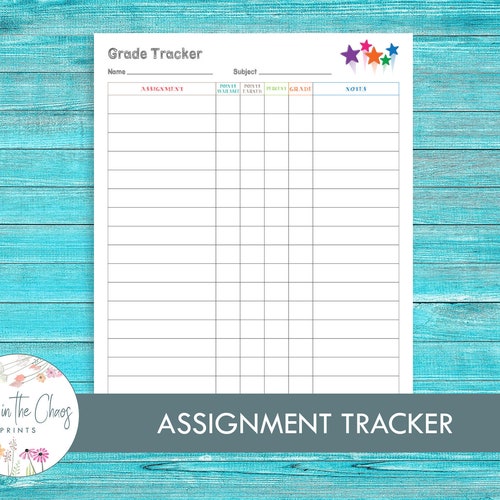 Grade Tracker Assignment Tracker Printable Planner - Etsy
