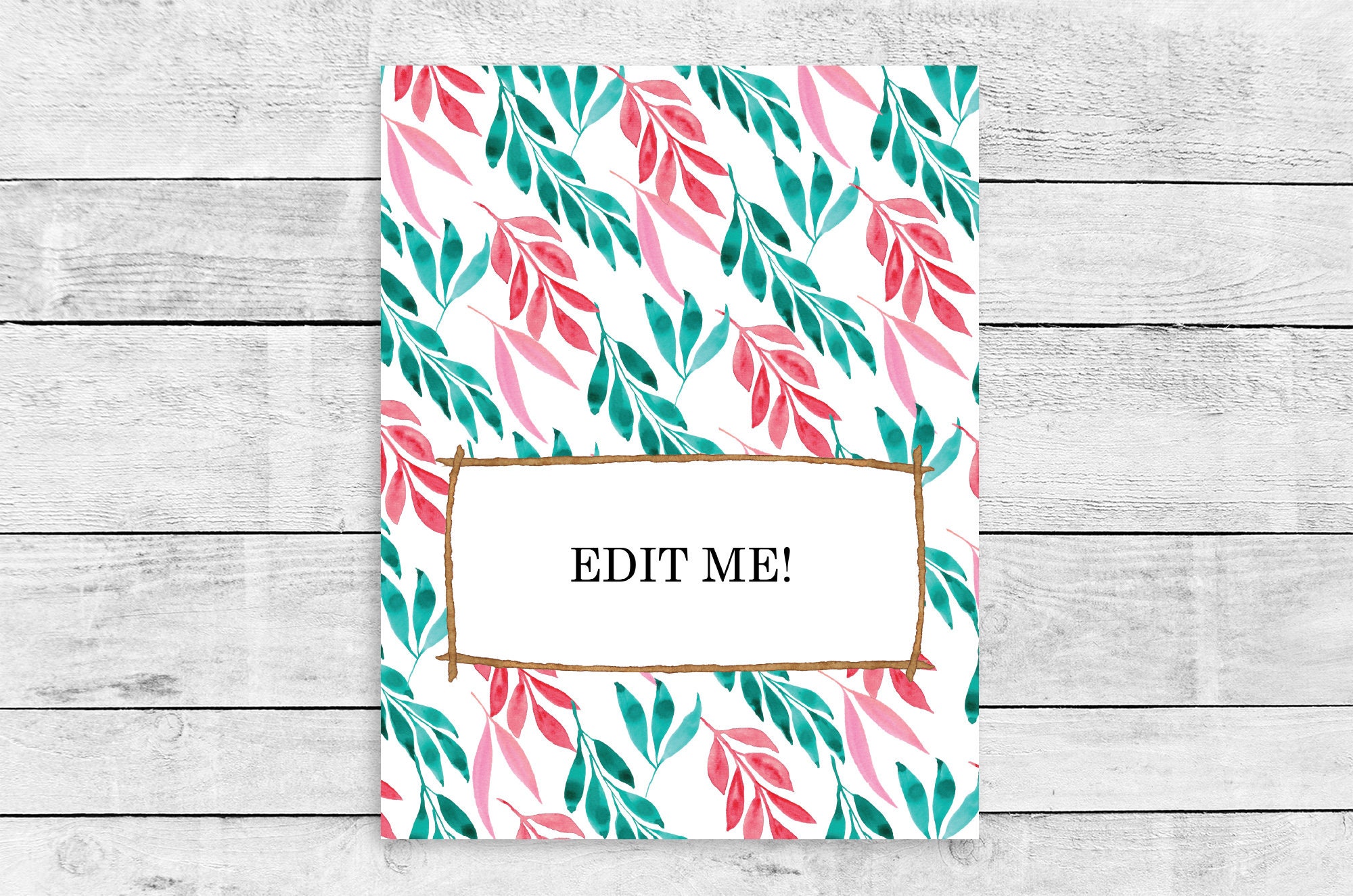 Planner Cover Printable Beautiful Floral and Leaves Design Editable ...