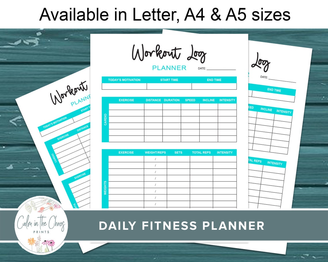 Fitness Planner Printable - Workout Log Page Insert - Plan, Track, and ...
