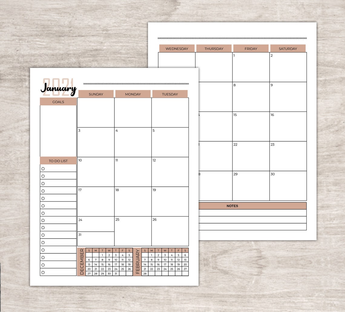 2021 Planner - Daily Weekly Monthly Planner Printable - Sophisticated ...