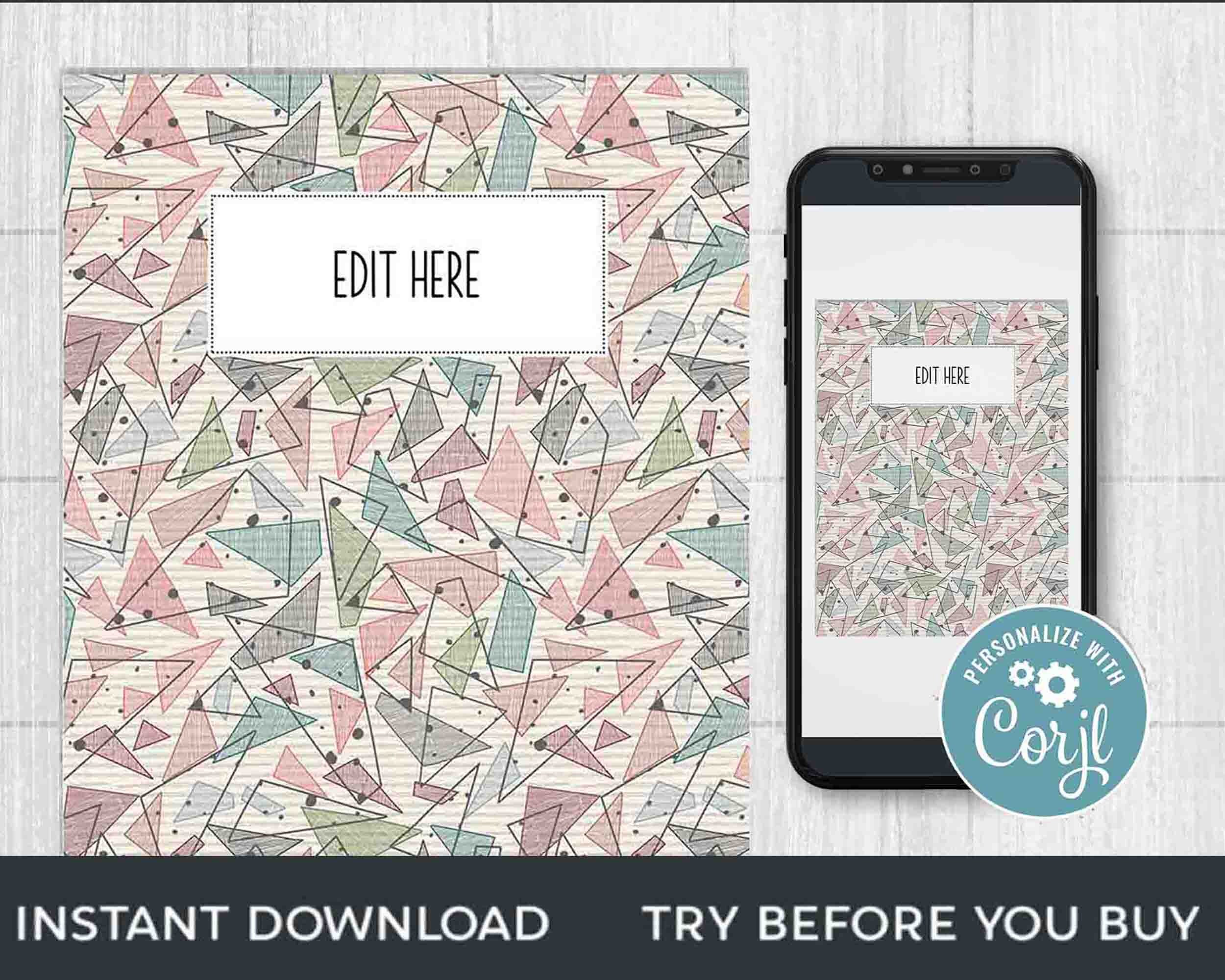 Planner Cover Printable Modern Geometric Designs Editable | Etsy