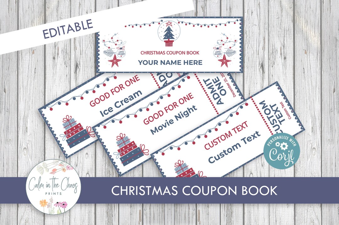 Printable Coupon Book - Christmas Gift - Editable Coupon Book Template ...