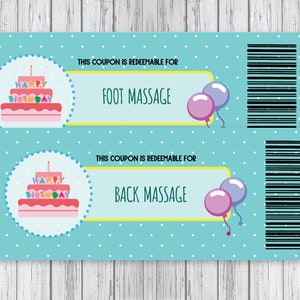 Printable Coupon Book - Birthday Cake Themed Gift - Editable Coupon ...