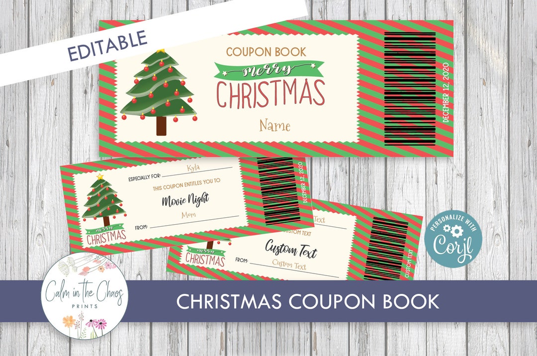 Printable Coupon Book - Christmas Gift - Editable Coupon Book Template ...
