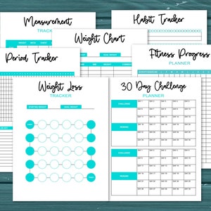 Fitness Planner Printable Bundle - Health Trackers, Exercise Logs ...