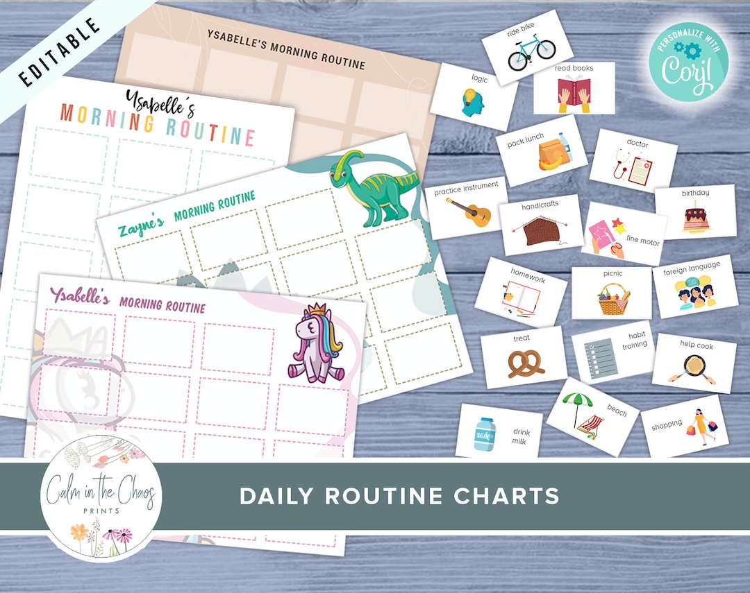 Editable Daily Activity and Chore Chart for Kids - Kids Visual Schedule ...