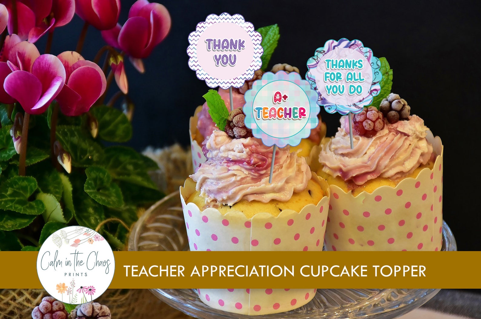 Teacher Appreciation Cupcake Toppers - Thank You Cookie Tag Printable ...