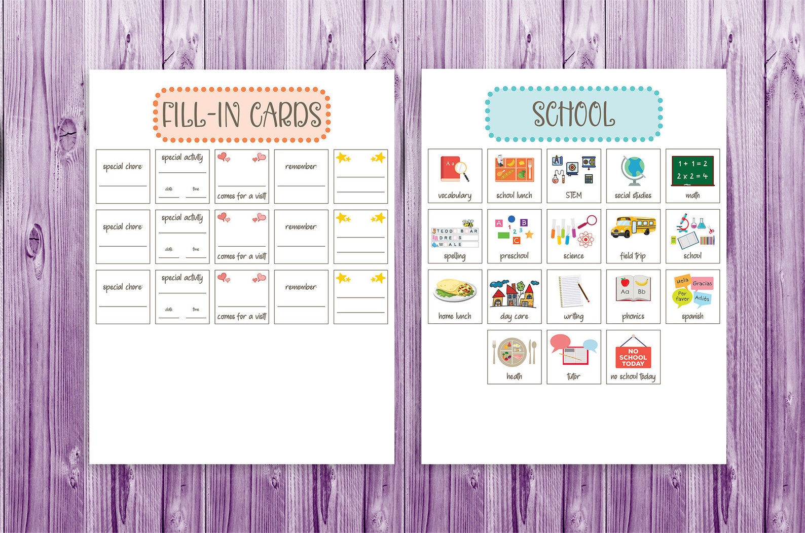 Kids Visual Schedule - Daily Routine Activity Cards and Chore Chart for ...