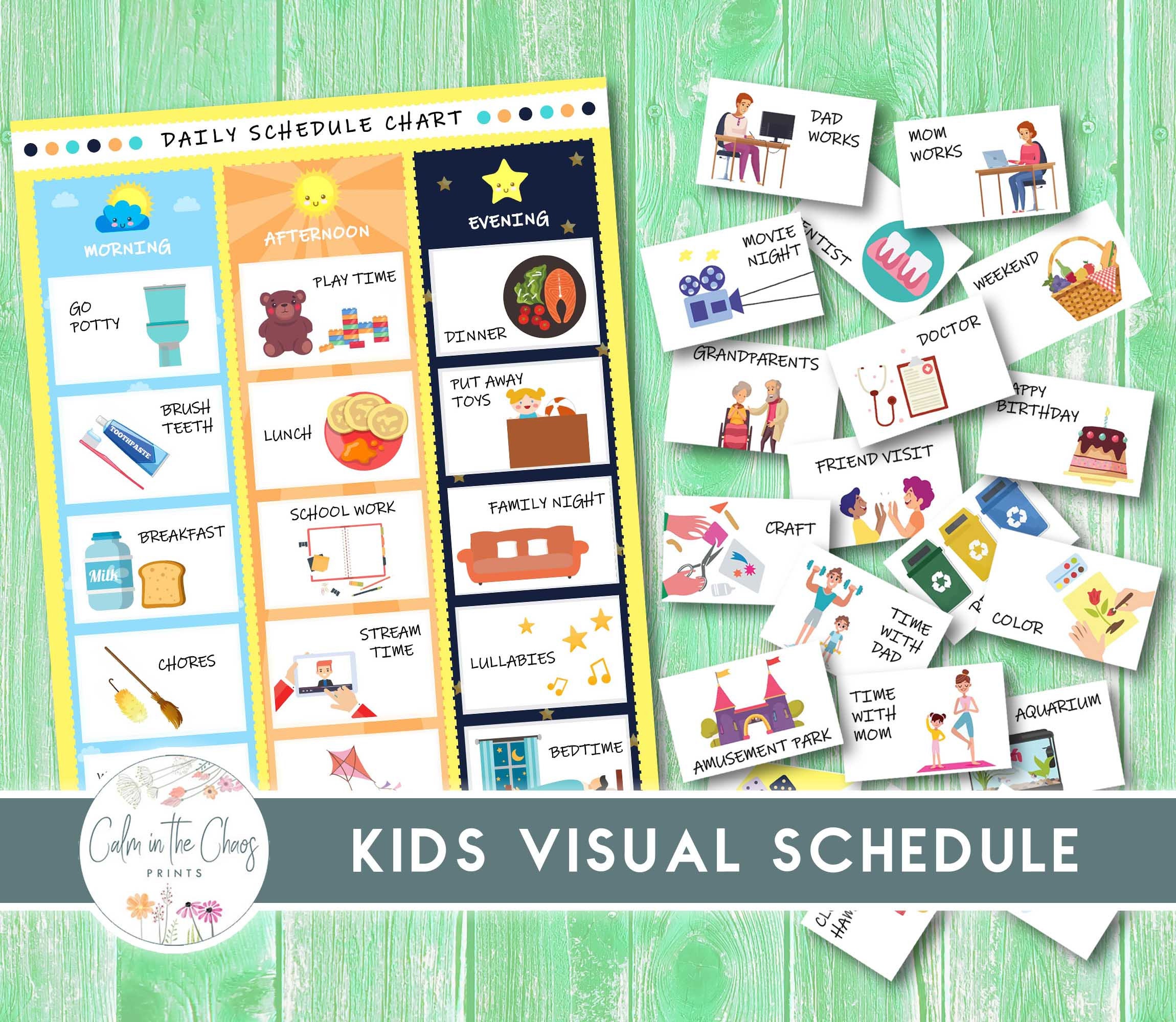 Daily Routine Cards Chore Chart for Kids Visual Schedule for Kids ...