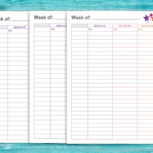 Weekly Lesson Planner Pages for 4, 6, or 8 Subject Areas or Children ...