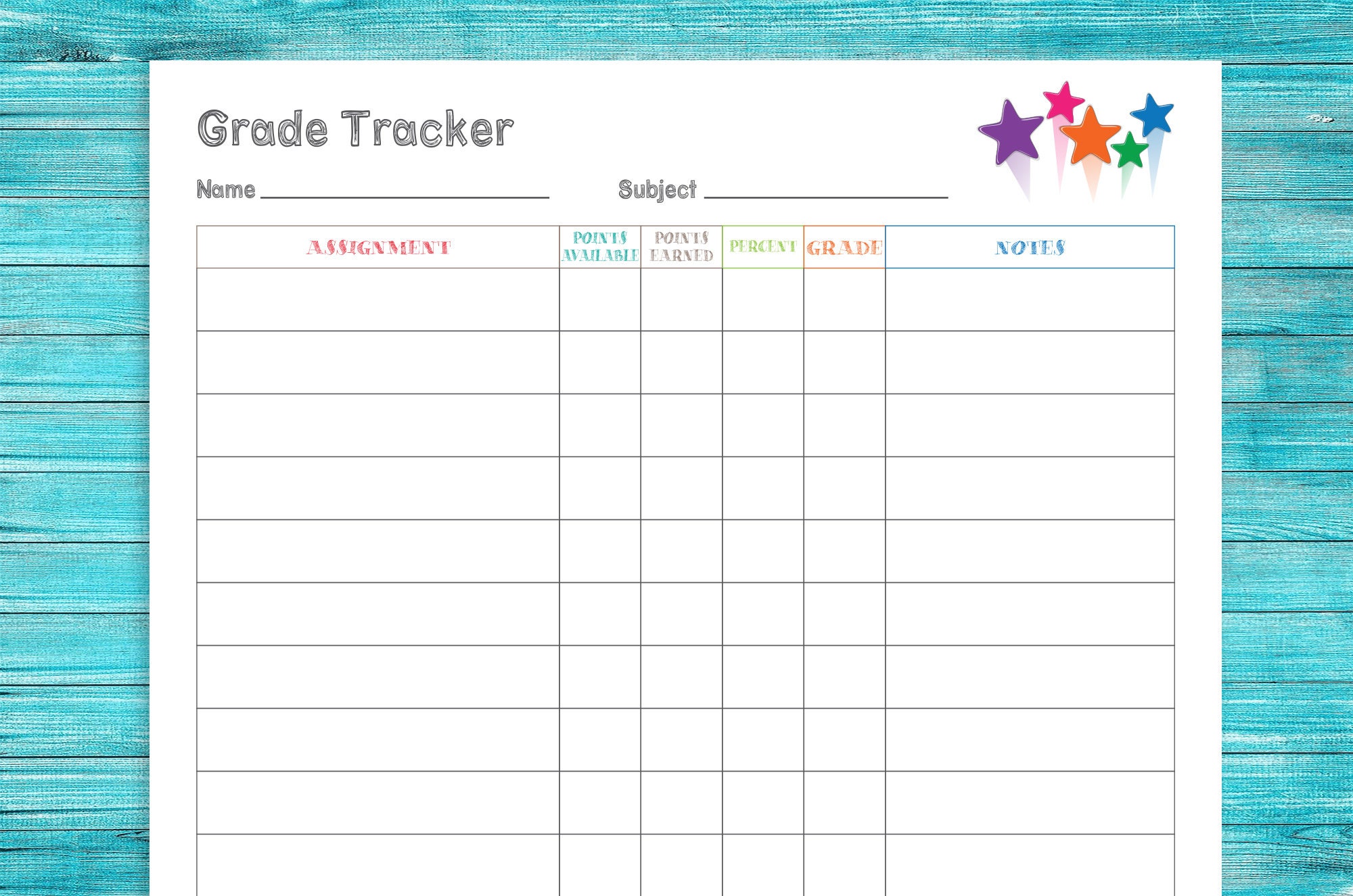 Assignment and Grade Tracking Template - Homeschool Planner - Planner ...