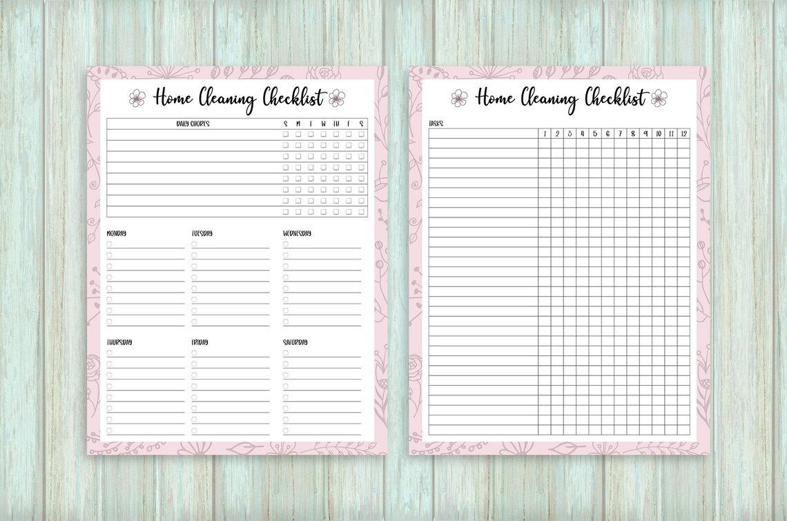 Home Cleaning Checklist Daily Weekly Monthly Bi-annual - Etsy