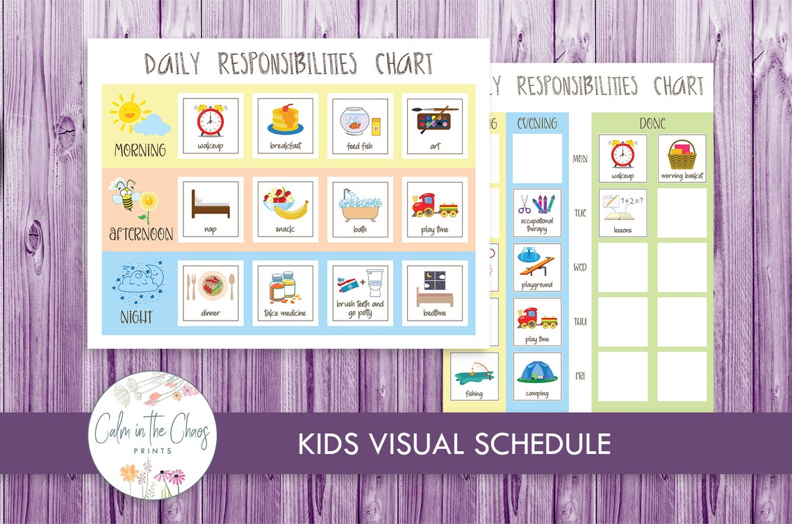 Kids Visual Schedule Daily Routine Activity Cards and Chore | Etsy