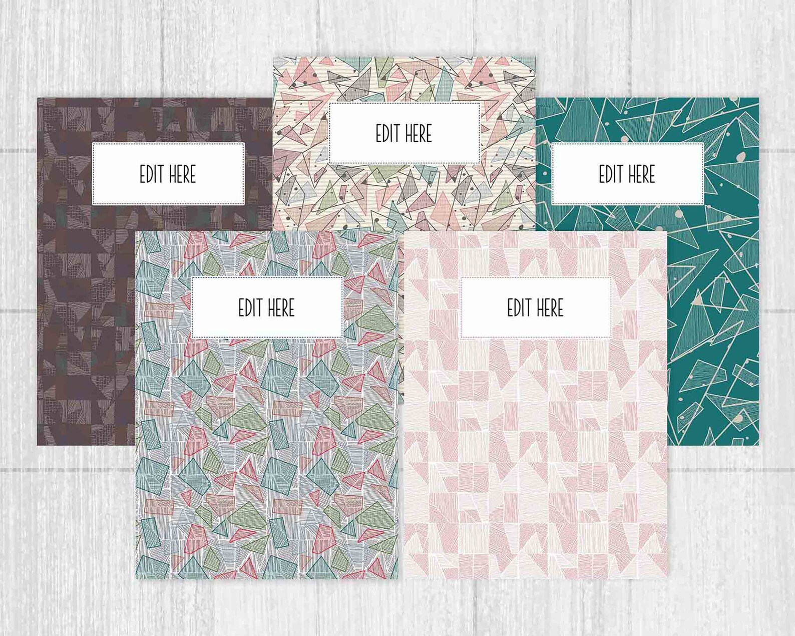 Planner Cover Printable Modern Geometric Designs Editable Binder Covers ...