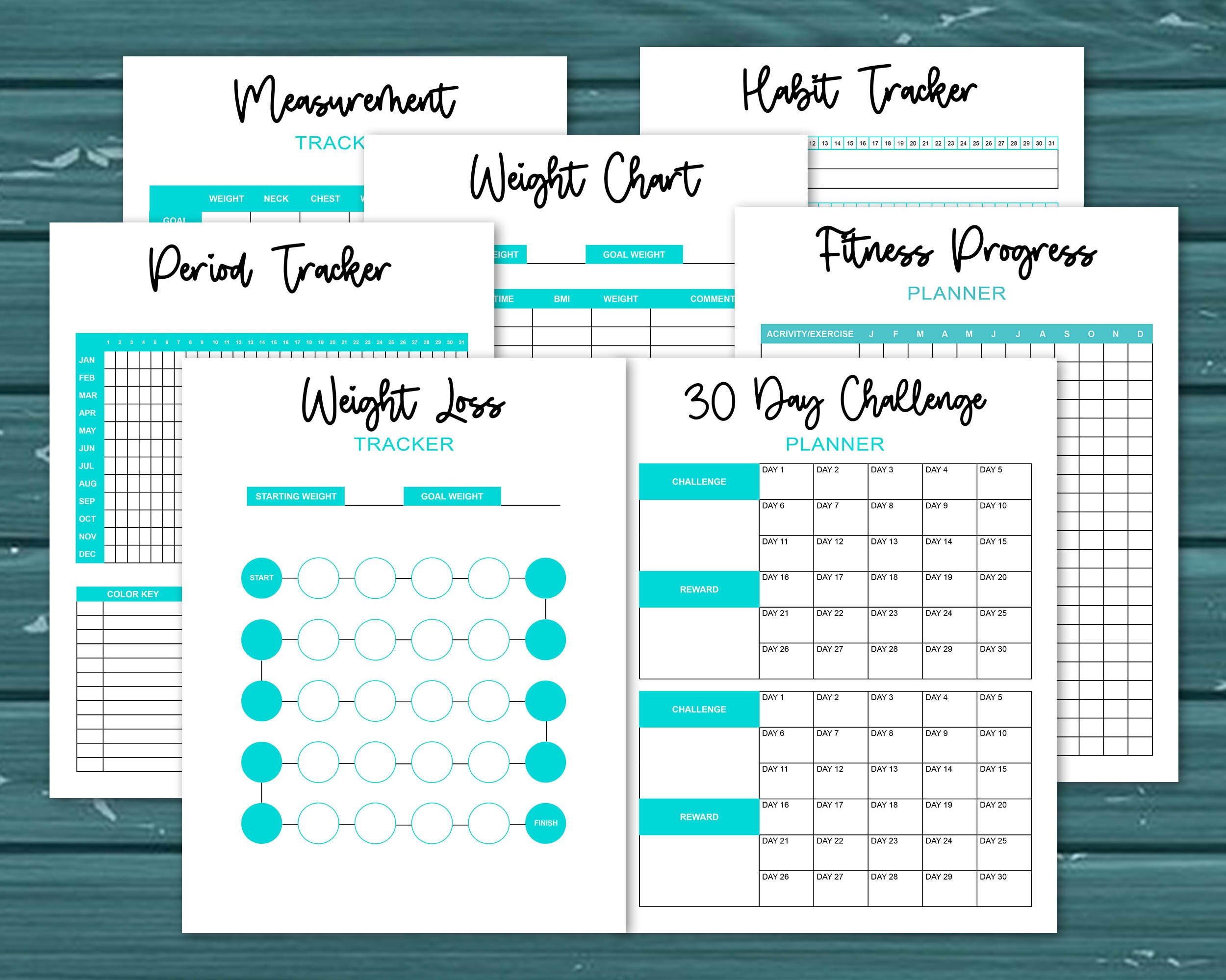 Fitness Planner Printable Bundle Health Tracker Planner - Etsy