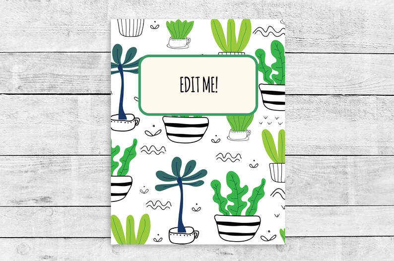 Planner Cover Printable - Cute Cactus Design - Editable Binder Covers ...