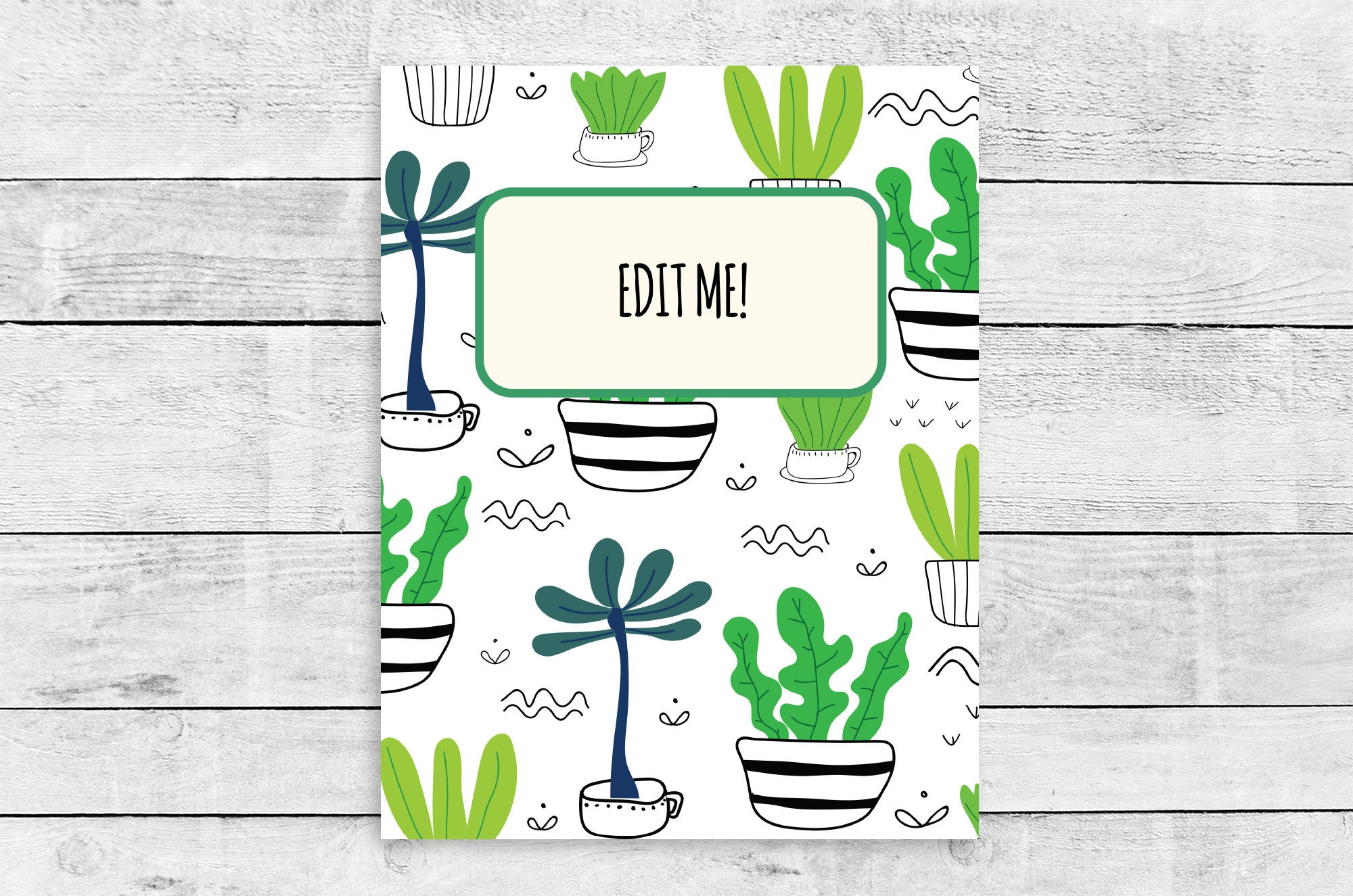 Planner Cover Printable - Cute Cactus Design - Editable Binder Covers ...