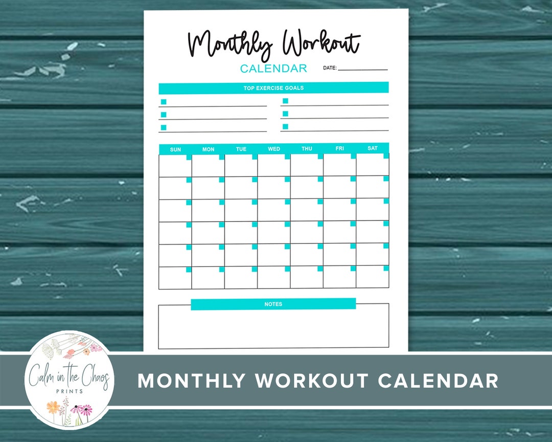 Fitness Planner Printable - Monthly Workout Calendar Page Insert - Set ...