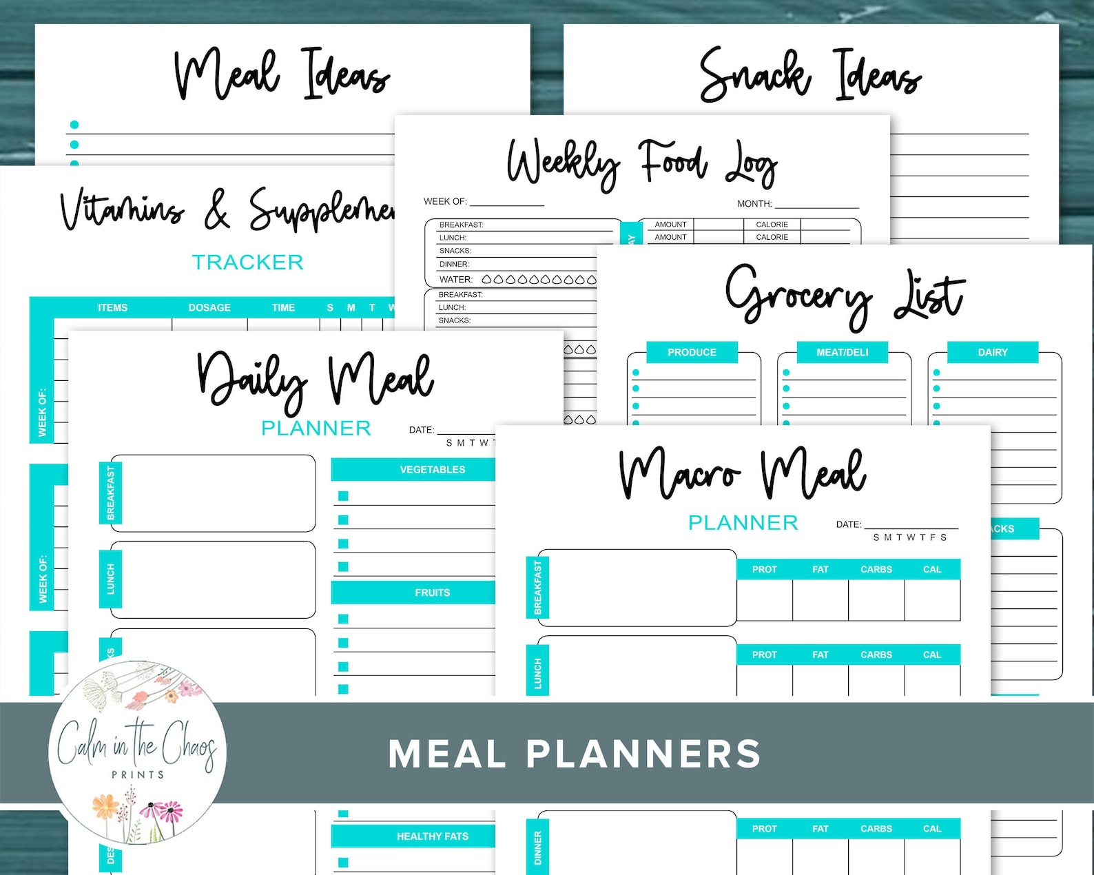 Fitness Planner Printable Bundle Healthy Meal Planner Pages - Etsy