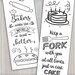 Printable Bookmarks Color Your Own Baking Themed Bookmarks With Cute ...