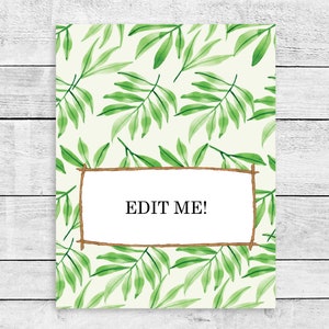 Planner Cover Printable - Beautiful Floral and Leaves Design - Editable ...