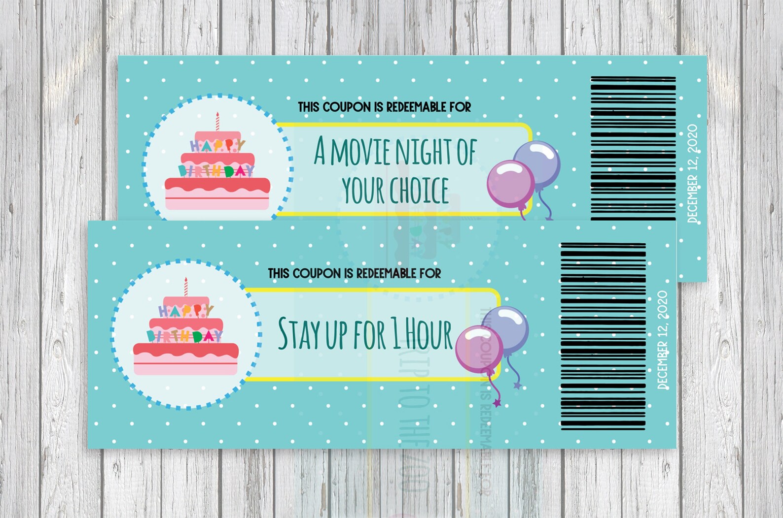 Printable Coupon Book Birthday Cake Themed Gift Editable - Etsy