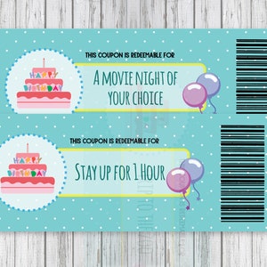 Printable Coupon Book - Birthday Cake Themed Gift - Editable Coupon ...