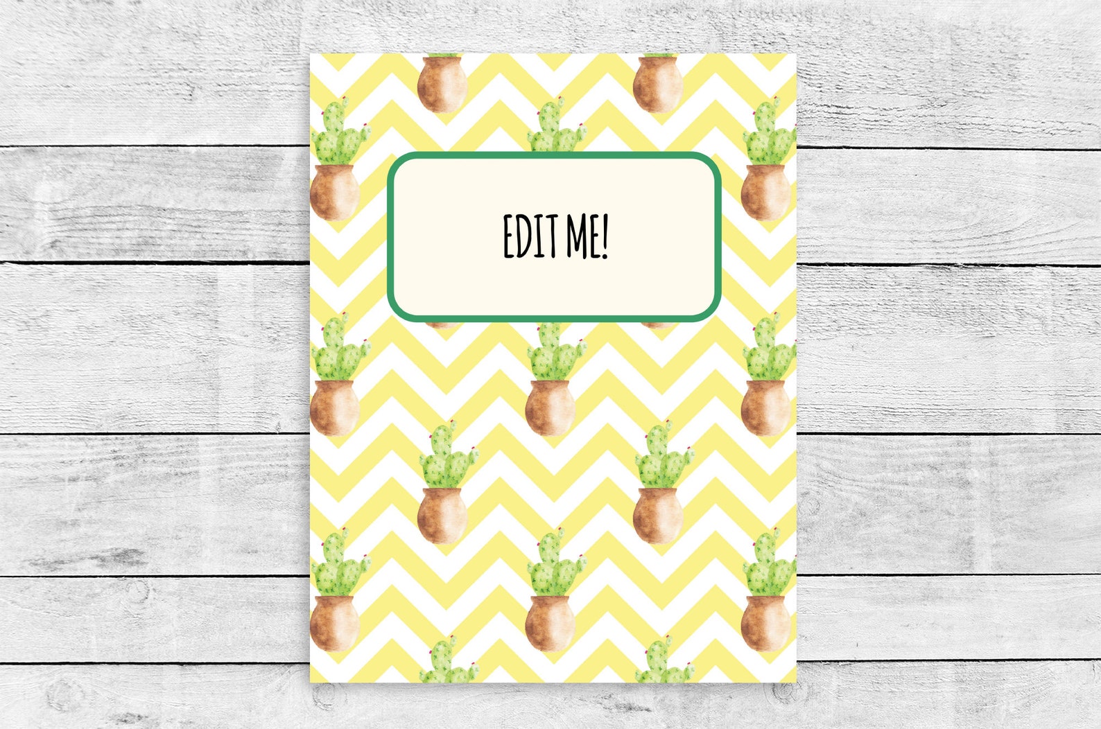 Planner Cover Printable - Cute Cactus Design - Editable Binder Covers ...