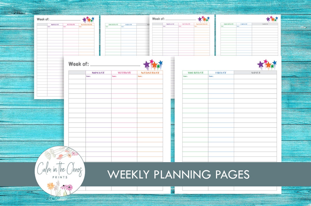 Weekly Lesson Planner Pages for 4, 6, or 8 Subject Areas or Children ...