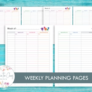 Weekly Lesson Planner Pages for 4, 6, or 8 Subject Areas or Children ...