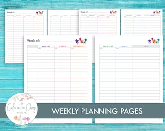 Homeschool Planner Weekly Lesson Planner Pages for 4 6 or | Etsy