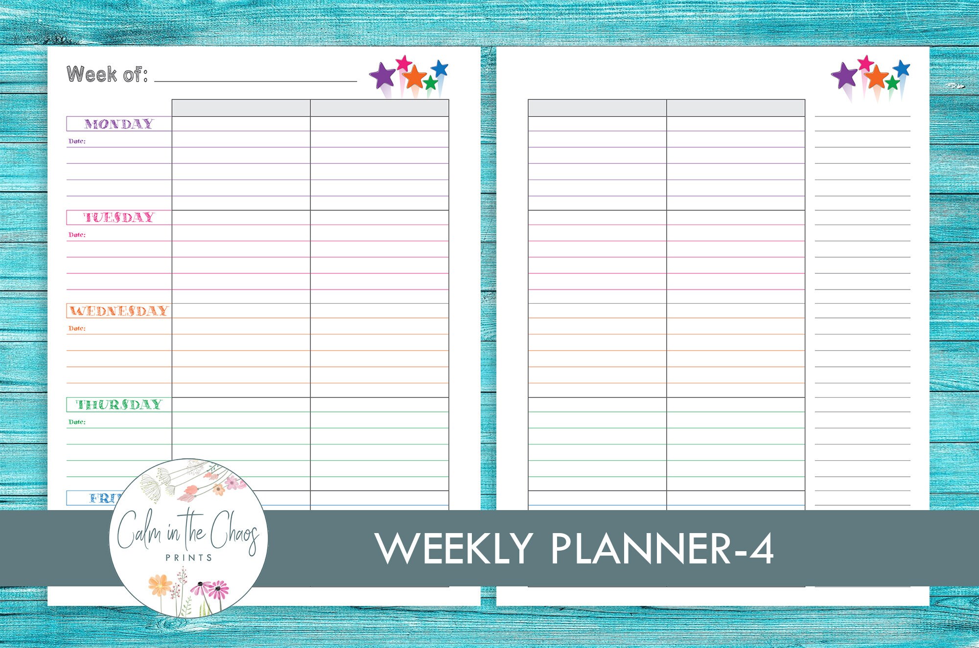 Homeschool Planner Weekly Lesson Planner Pages for 4, 6, or 8 Subject ...