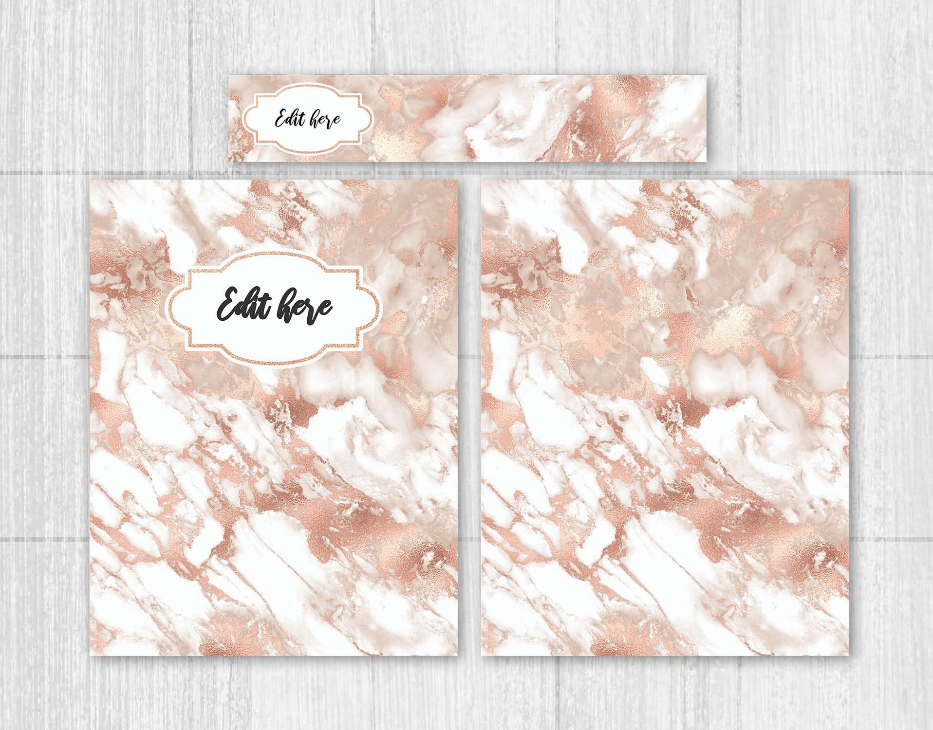 Planner Cover Printable - Modern Marble Design - Editable Binder Covers ...