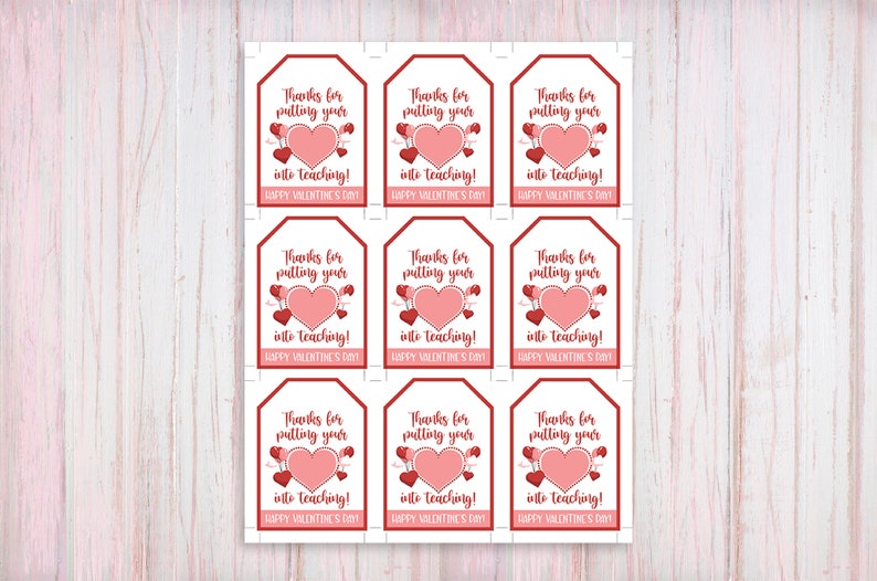 Teacher Appreciation Printables Candy Heart Holder Thank You Gift or ...