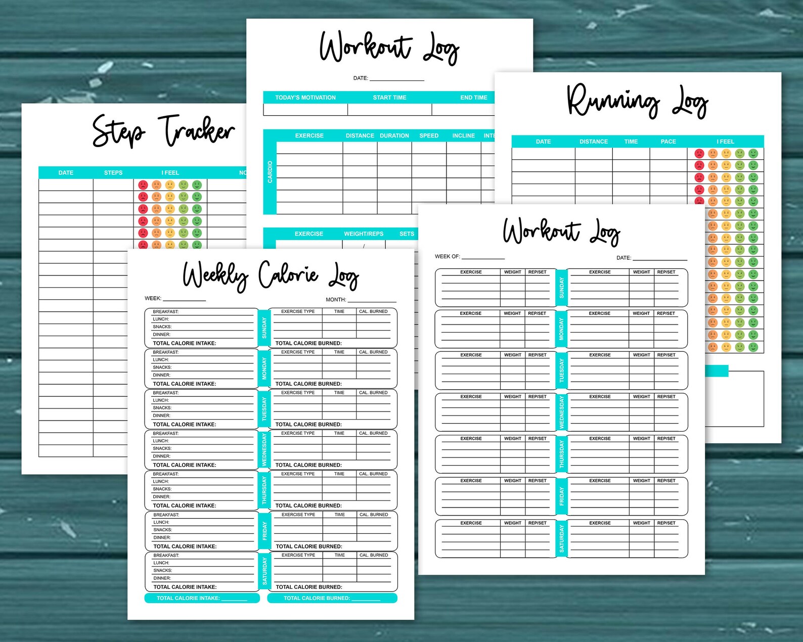 Fitness Planner Printable Bundle Health Trackers Exercise - Etsy