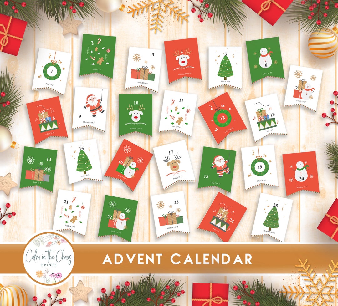 Printable Advent Calendar - Countdown to Christmas With 25 Scripture ...