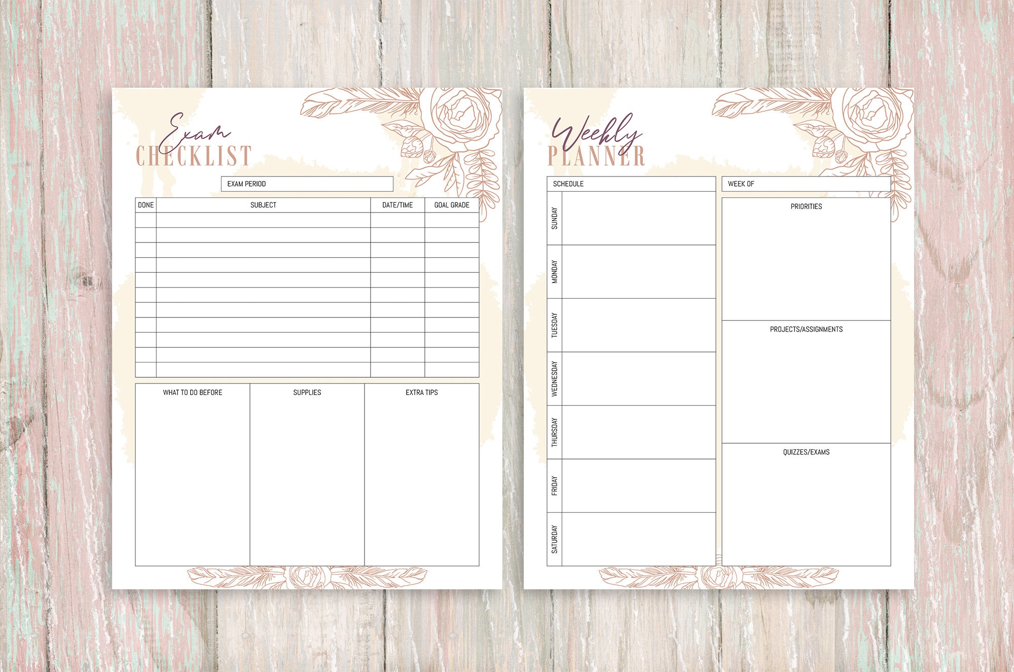 Student Planner Printable Academic Planner College or University ...