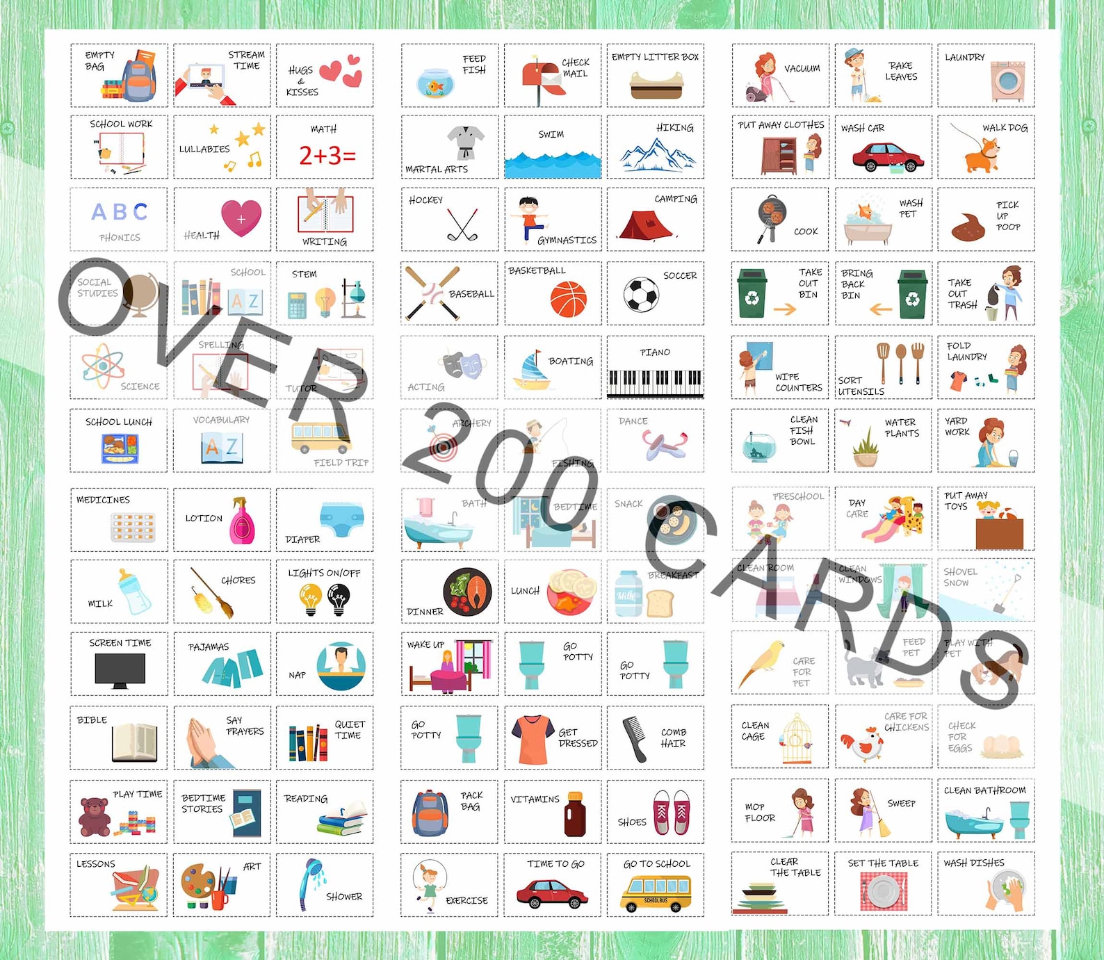 Kids Visual Schedule Daily Routine Activity Cards and Chore Chart for ...