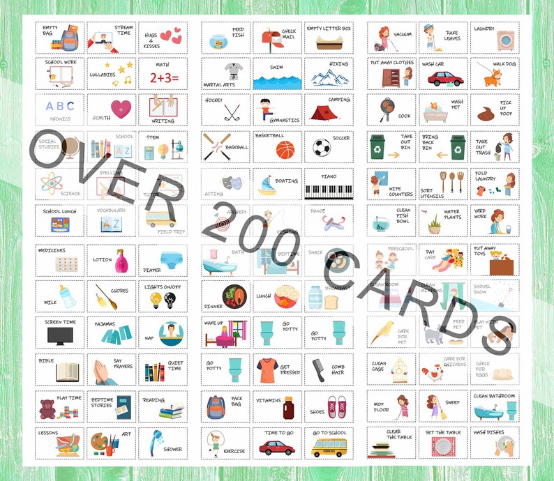 Kids Visual Schedule Daily Routine Activity Cards and Chore Chart for ...