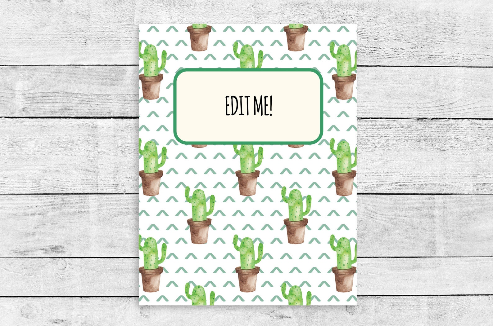 Planner Cover Printable - Cute Cactus Design - Editable Binder Covers ...